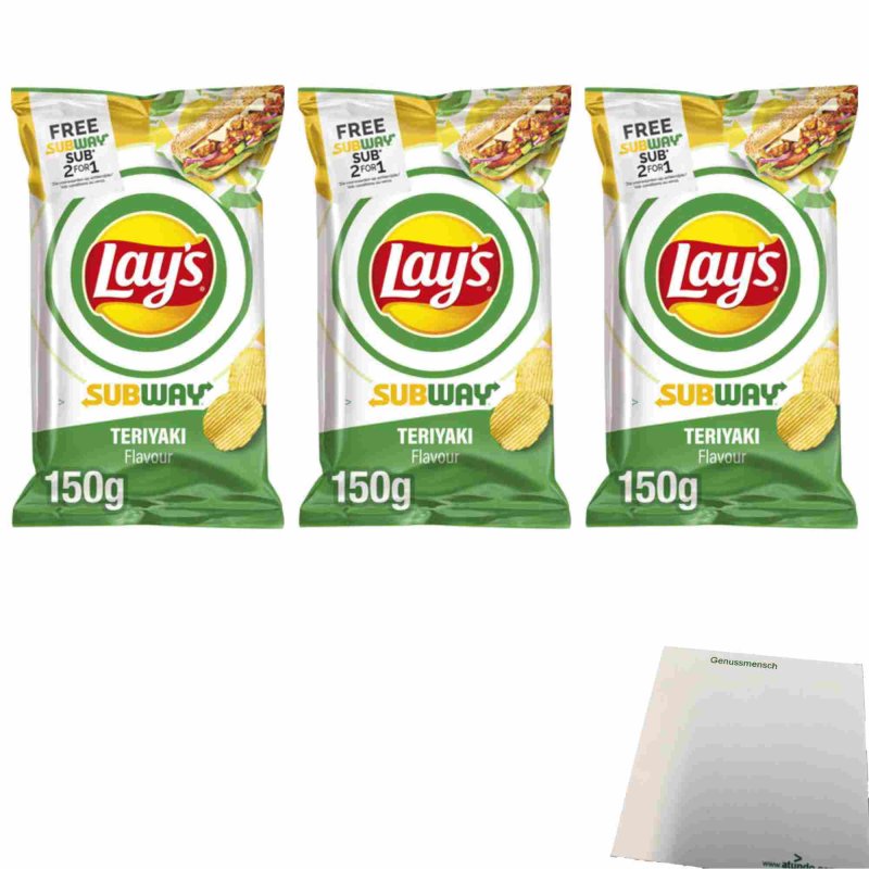 Lays Subway Teriyaki Flavour Kartoffelchips (150g Beutel) + usy Block