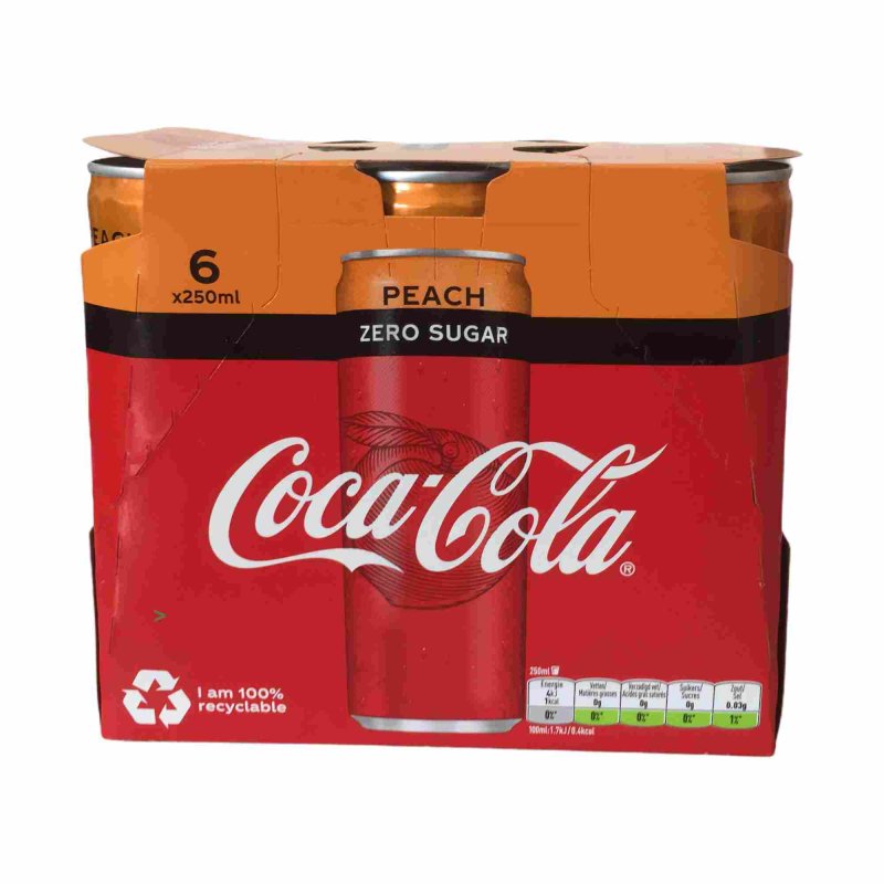 Coca Cola Peach zero sugar BE (6x250ml Dose EINWEG)