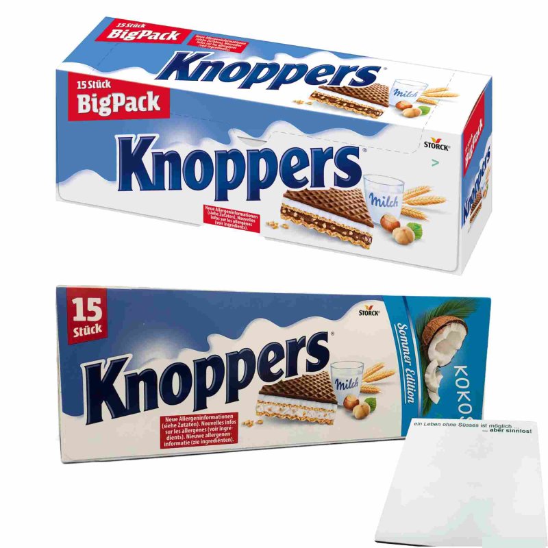 Knoppers Big Pack Bundle (je 1x375g Packung Knoppers Classic & Kokos)
