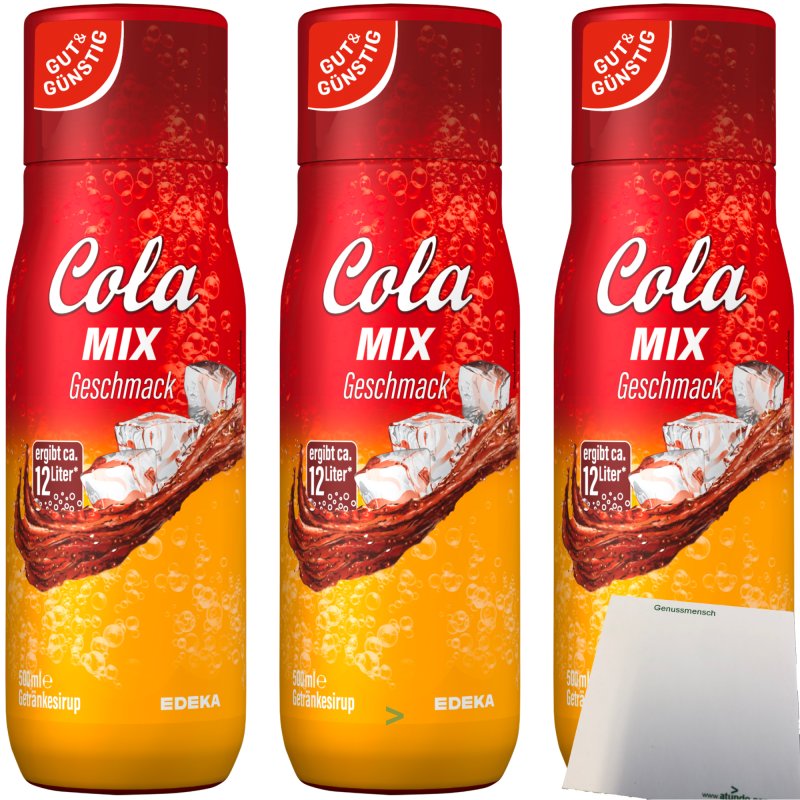 Gut & Günstig Cola Mix Getränkesirup 3er Pack (3x500ml Flasche) + usy