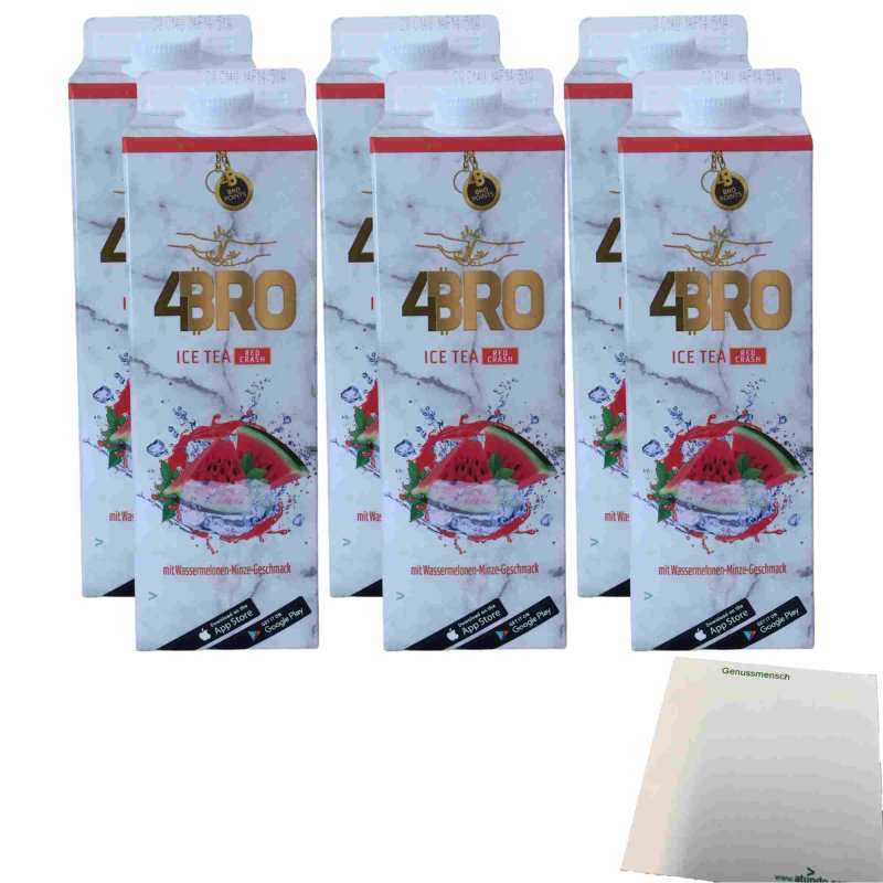 4Bro Ice Tea Red Crash 6er Pack (6x1000ml Pack Eistee) + usy Block
