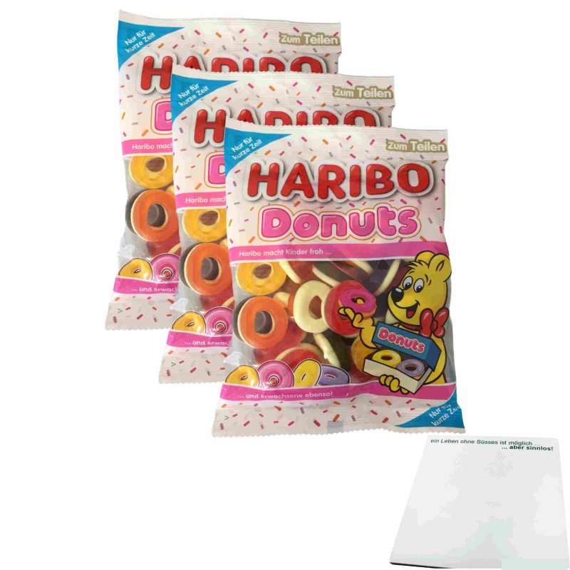 Haribo Donuts 3er Pack (3x200g Beutel) + usy Block