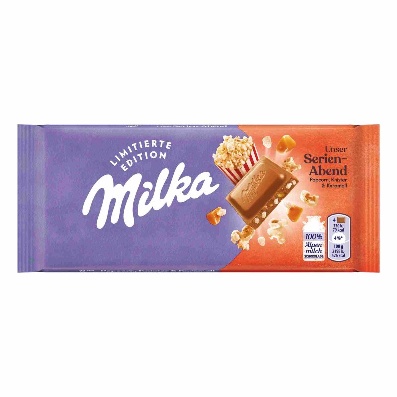 Milka Unser Serienabend Popcorn, Knister & Karamell Schokolade (90g T