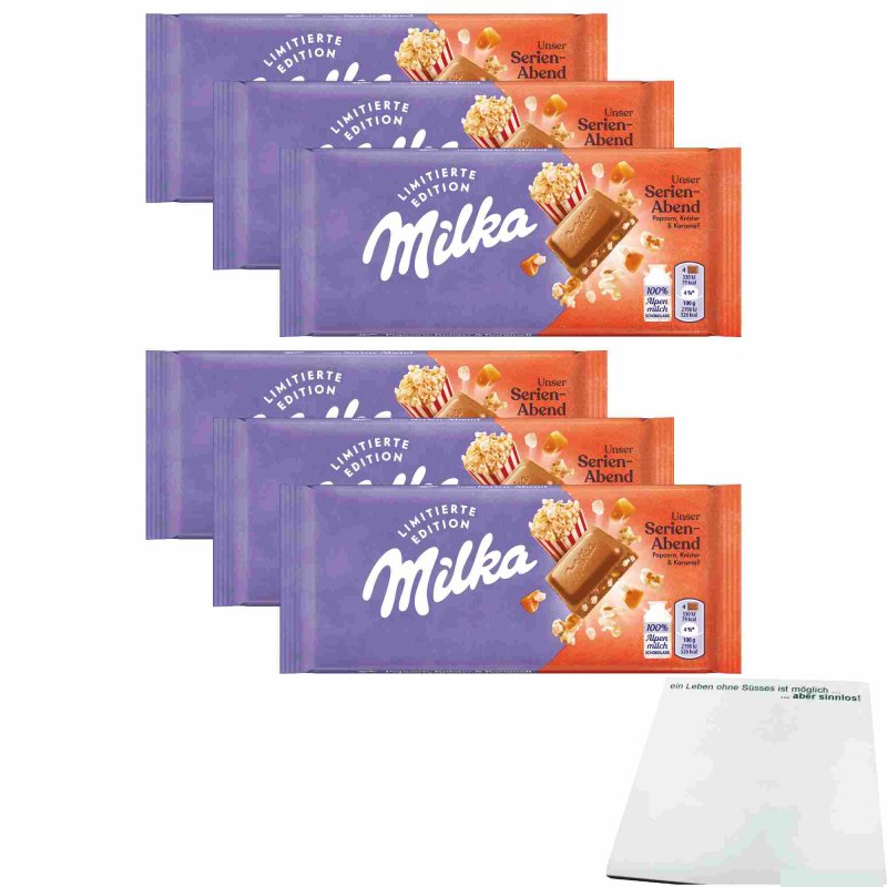 Milka Unser Serienabend Popcorn, Knister & Karamell Schokolade 6er Pa