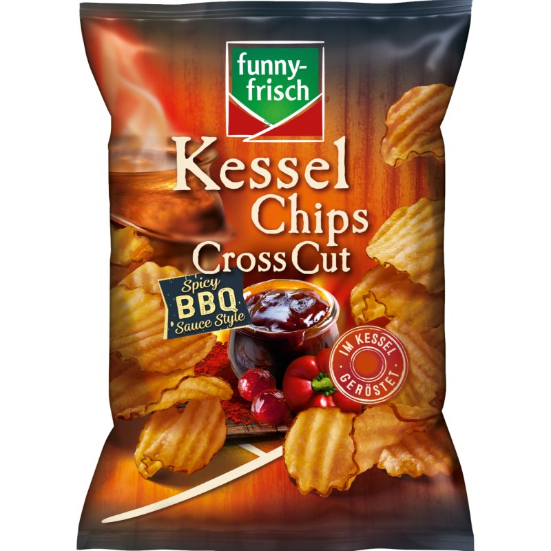 funny-frisch Cross Cut Chips Kartoffelchips Spicy BBQ Sauce Style (10