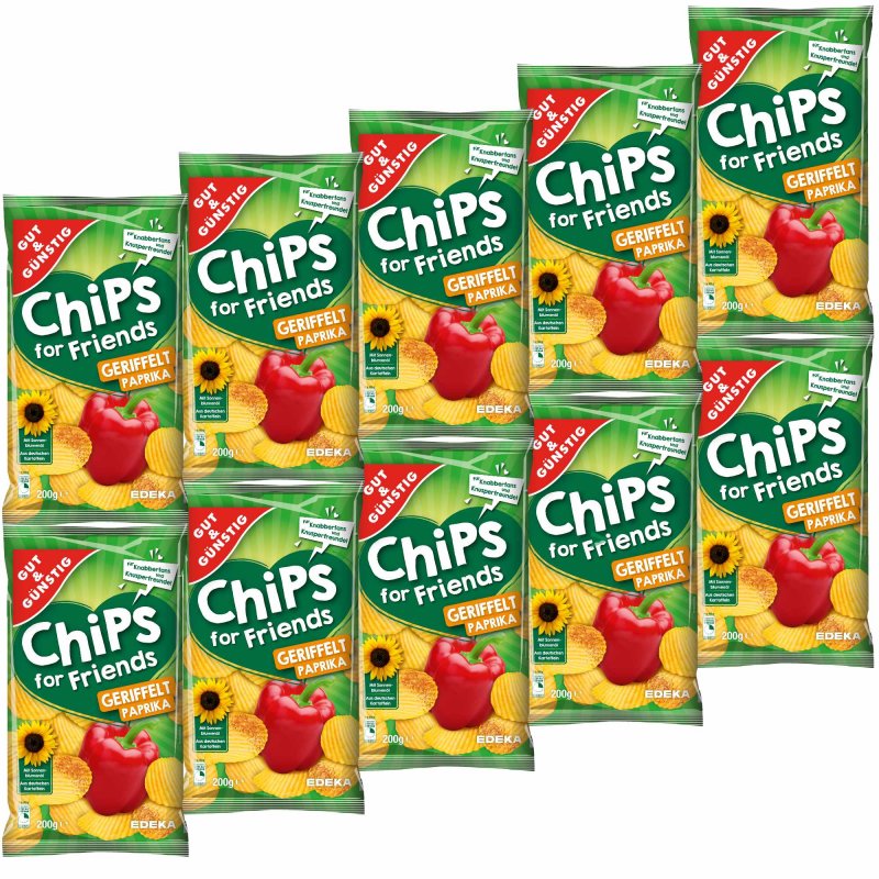 Gut&Günstig Paprika-Chips for Friends geriffelt Kartoffelchips VPE (1