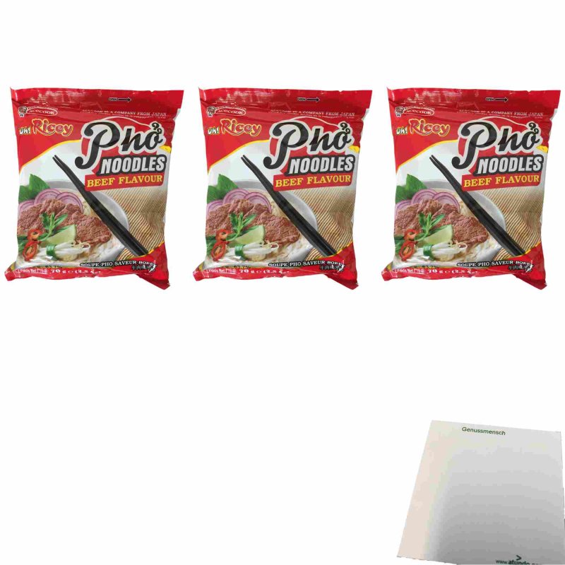 Acecook Oh Ricey Pho Instant Noodles Beef Flavour 3er Pack (3x70g Pac
