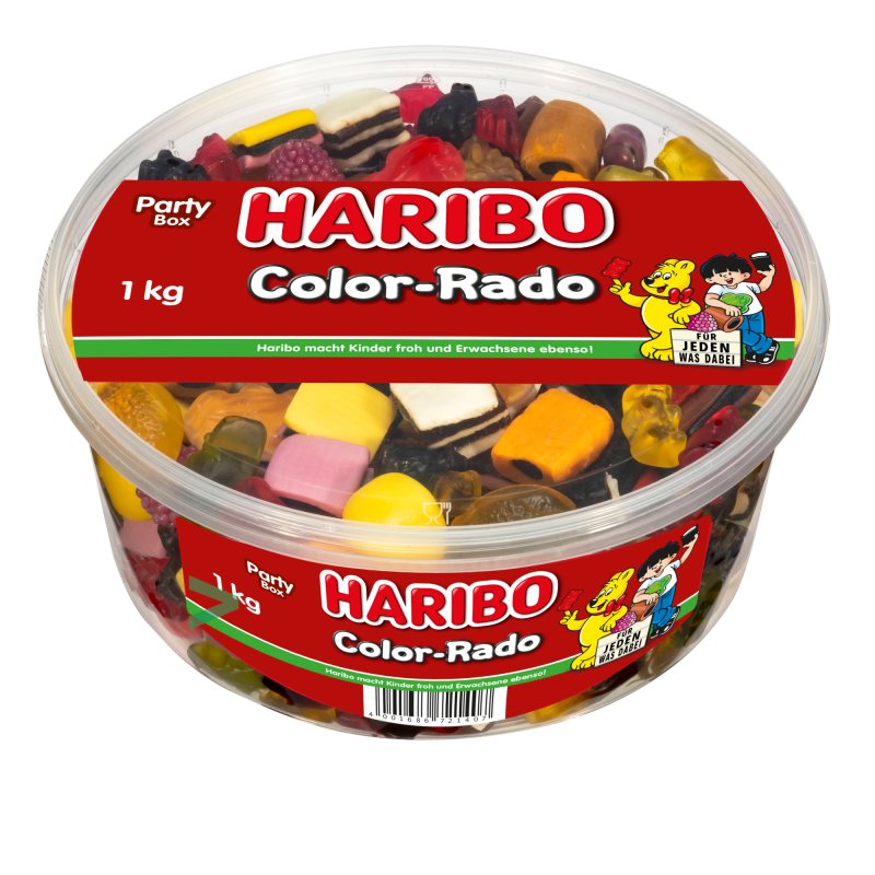 Haribo Color-Rado Fruchtgummi Lakritz Mischung (1kg Runddose)