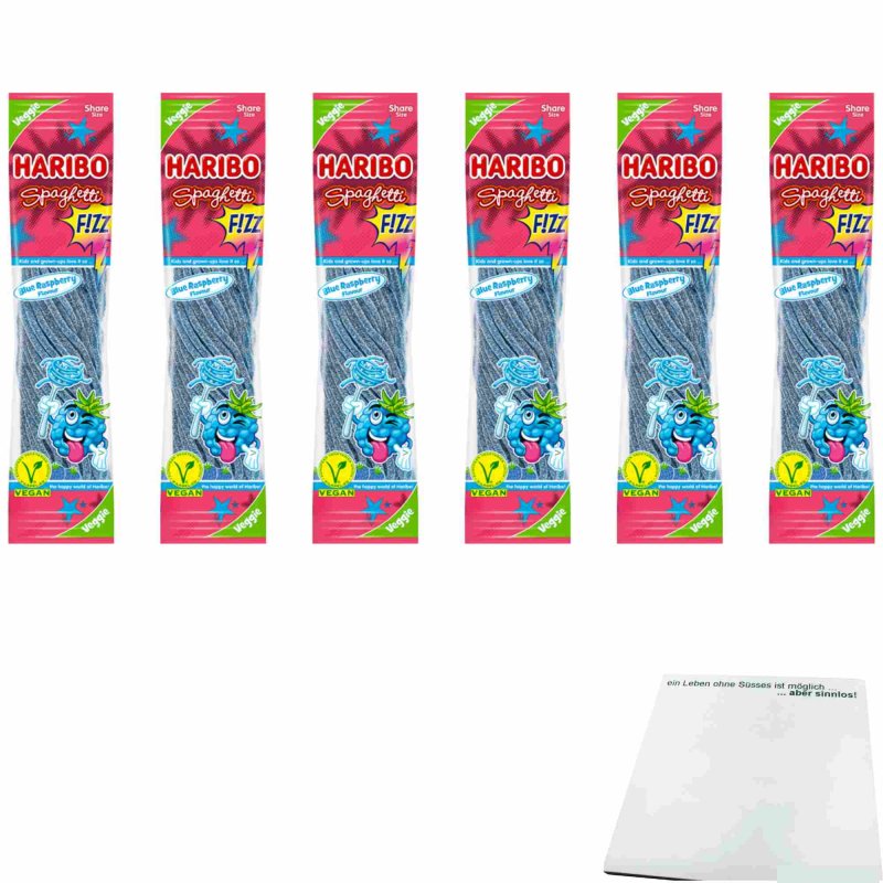 Haribo Spaghetti Fizz Blue Raspberry Flavour Veggie 6er Pack (6x200g