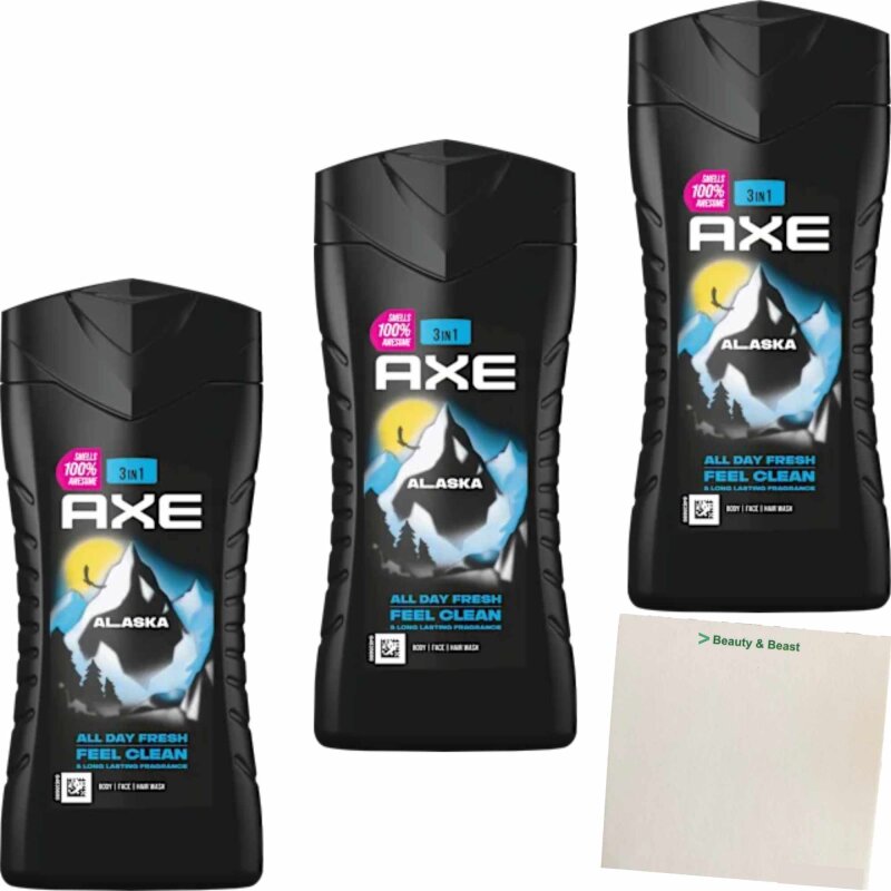 Axe Duschgel Alaska Refreshing 3er pack (3x250ml Flasche) + usy Block