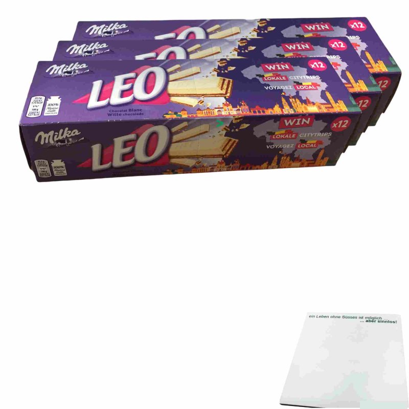 Milka LEO Chocolat Blanc 12 x 33g Packung 3er Pack (knuspriger Keksst