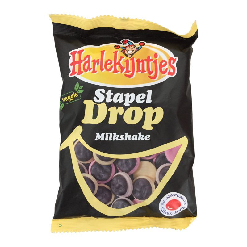 Harlekijntjes Stapel Drop Karamel Veggie (300g Beutel)