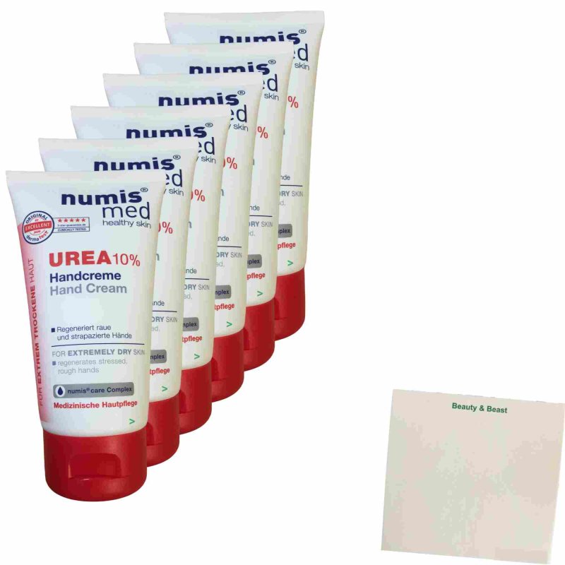 Numis Med Urea 10 % Handcreme 6er Pack (6x75ml Tube) + usy Block