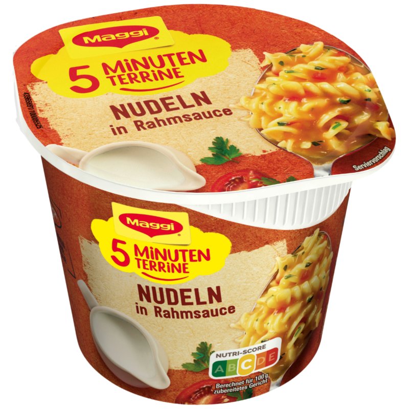 Maggi 5 Minuten Terrine Nudeln in Rahmsoße (61g Packung)