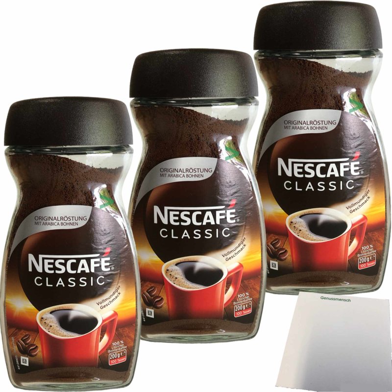 Nescafe Classic 3er Pack (3x200G) + usy Block