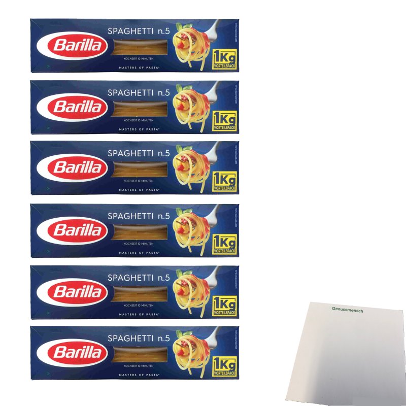 Barilla Pasta Spaghetti N. 5 6er Pack (6x1kg Packung) + usy Block
