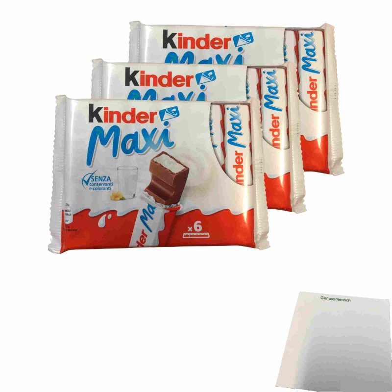 Kinder Maxi Schokoladen Riegel 3er Pack (3x126g Packung) + usy Block