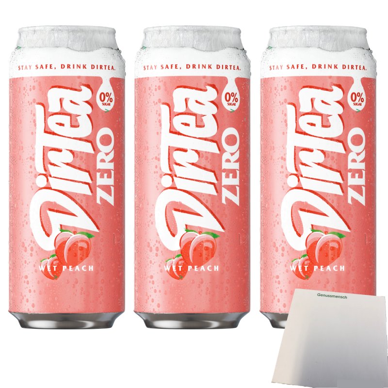 DirTea Wet Peach ZERO Eistee by Shirin David 3er Pack (3x0,5 Liter Do