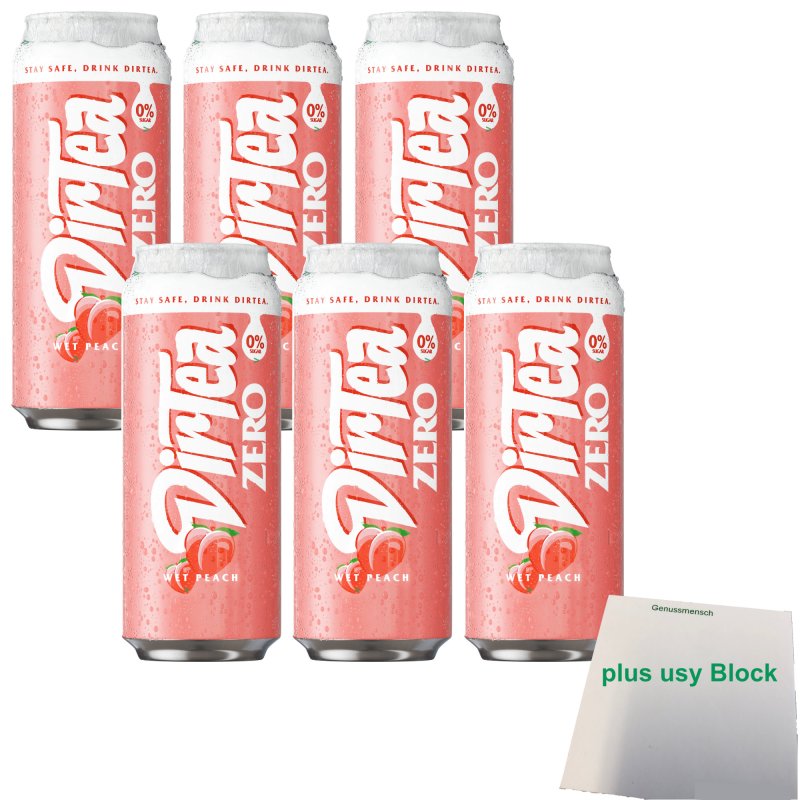 DirTea Wet Peach ZERO Eistee by Shirin David 6er Pack (6x0,5 Liter Do