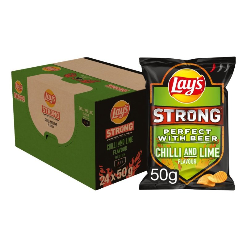 Strong chilli lime chips 24 zakjes x 50 gram