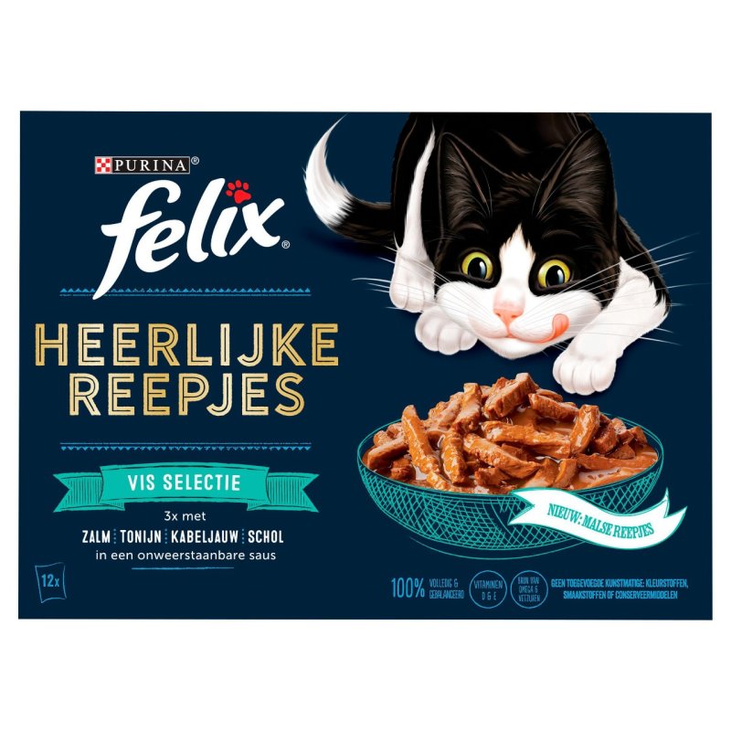 Felix Kattenvoer Nat Reepjes Vis Selectie Box Multipack 12 stuks x 80