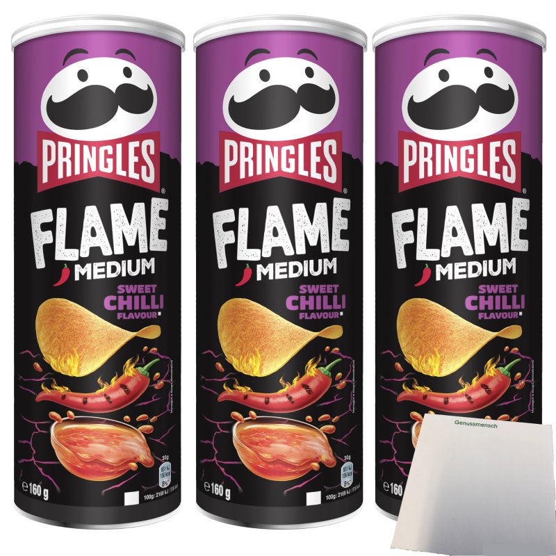 Pringles Flame Sweet Chili Flavor 3er Pack (3x160g Packung) + usy Blo