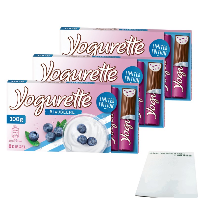 Yogurette Blaubeere Limited Edition 8 Riegel 3er Pack (3x100g Packung