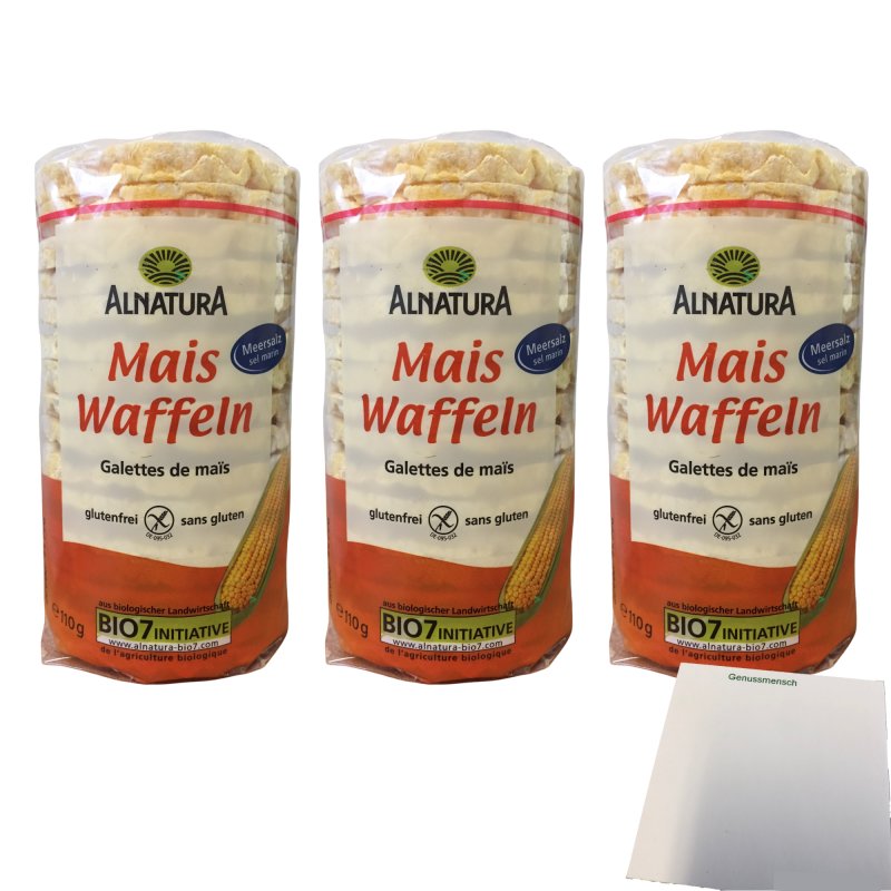 Alnatura Bio Maiswaffeln 3er Pack (3x110g Packung) + usy Block