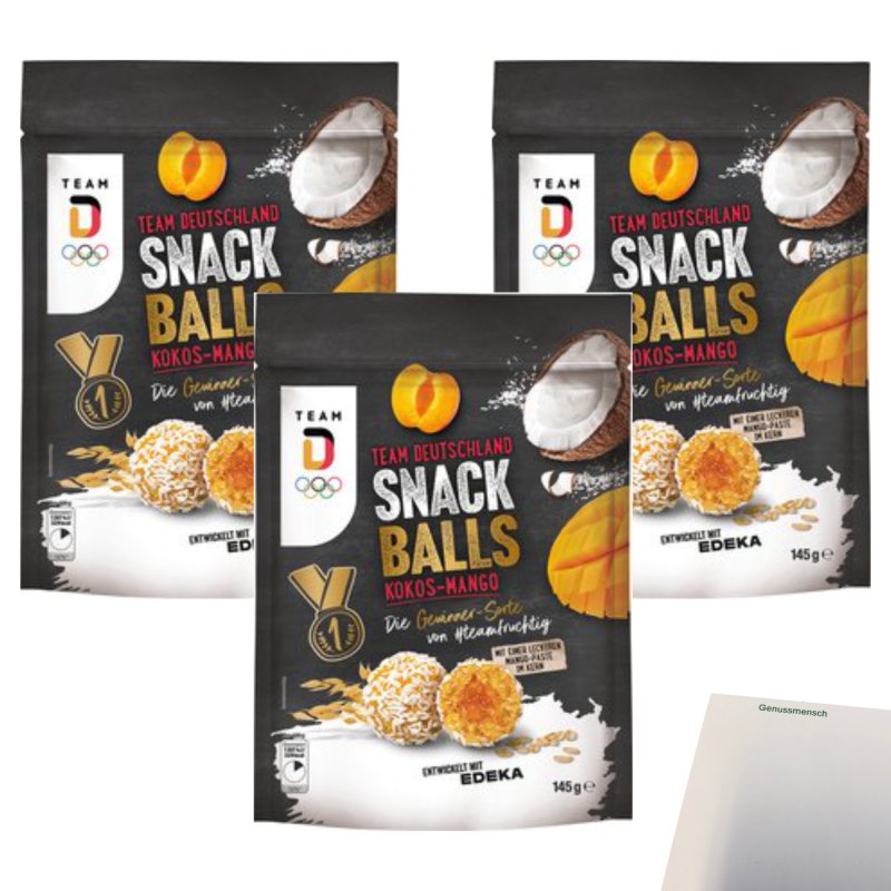 Edeka Snack Balls Mango Kokos Aprikose 3er Pack (3x145g Beutel) + usy