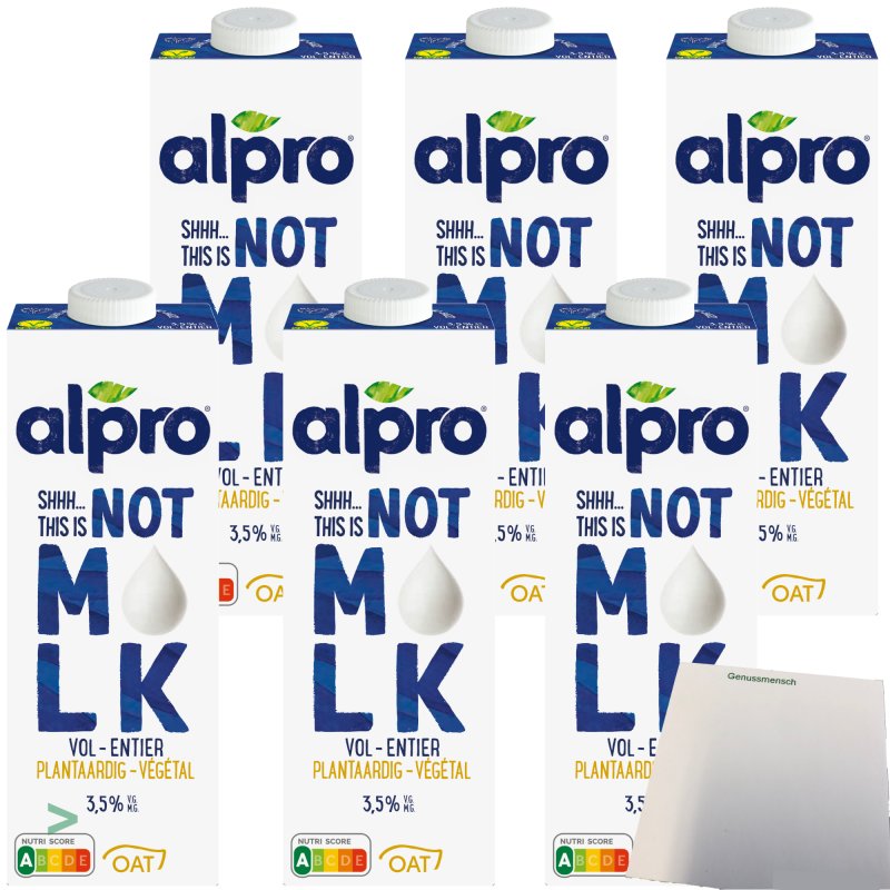 Alpro Not MILK pflanzlich & voll 3,5% 6er Pack (6x1 Liter) + usy Bloc