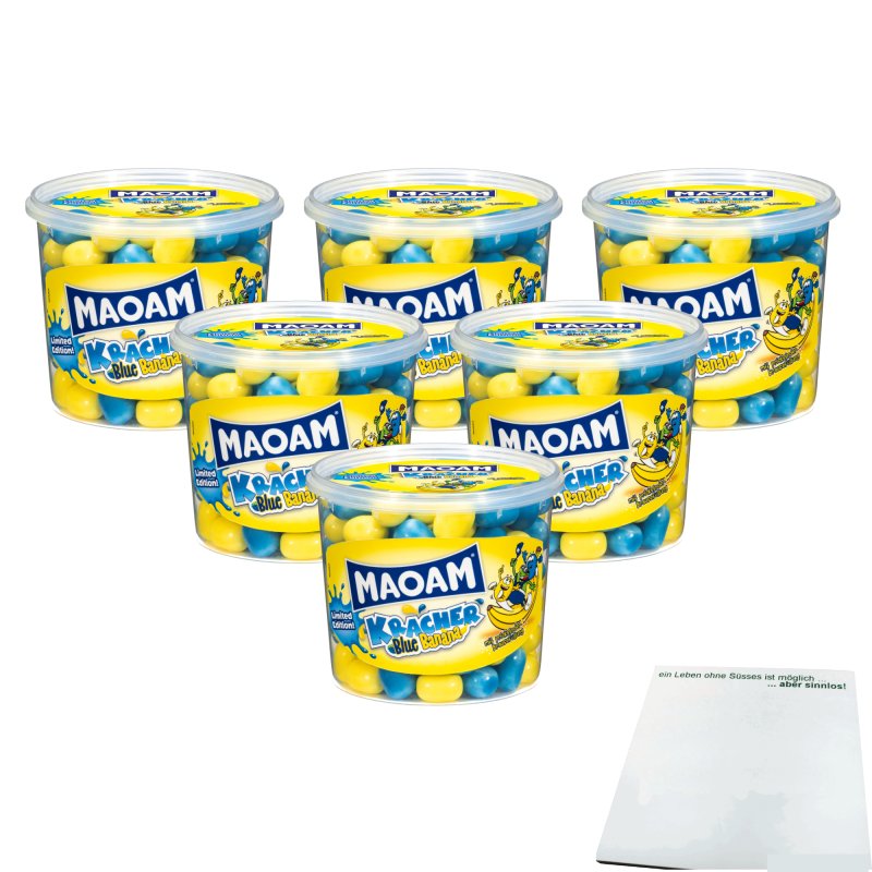 Haribo Maoam Kracher Blue Banana 6er Pack (6x600g Runddose) + usy Blo