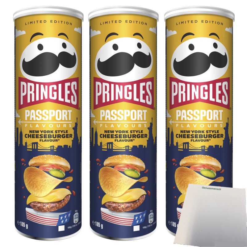 Pringles Passport Flavours New York Style Cheeseburger Flavour 3er Pa