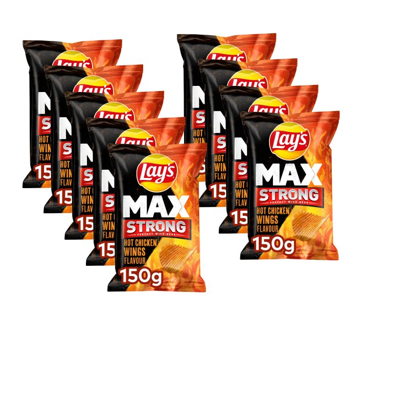 Lays Max Strong Hot Chicken Wings Flavour (9x150g Packung) + usy Bloc