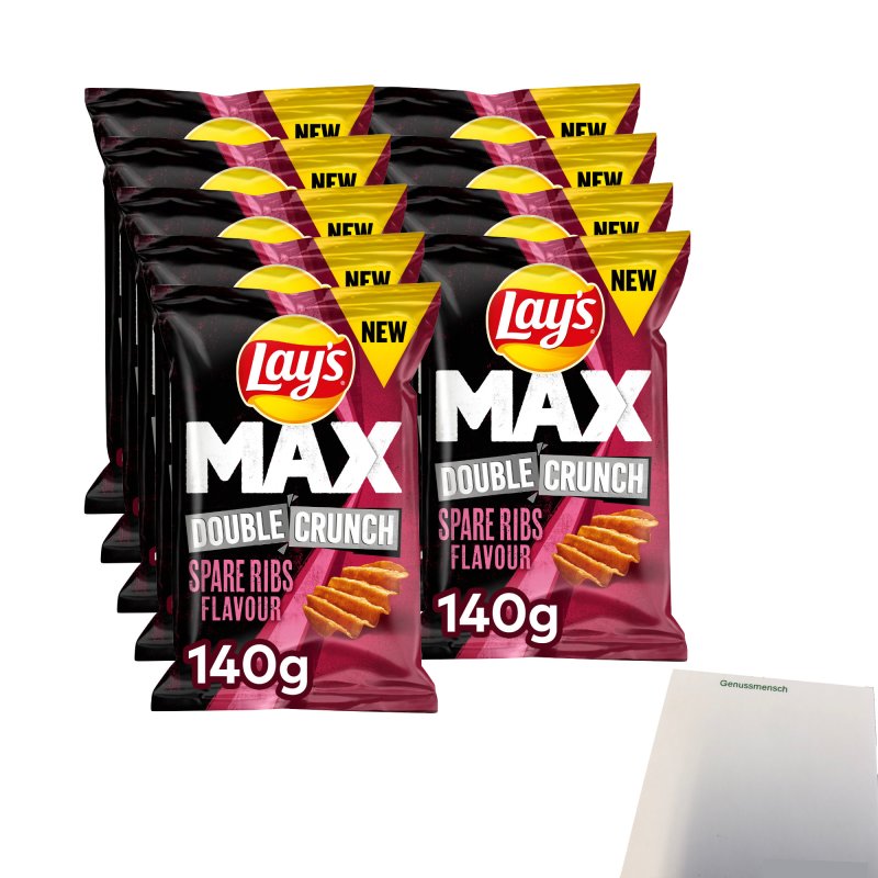Lays Max Double Crunch Spare Ribs Flavour (9x140g Packung) + usy Bloc