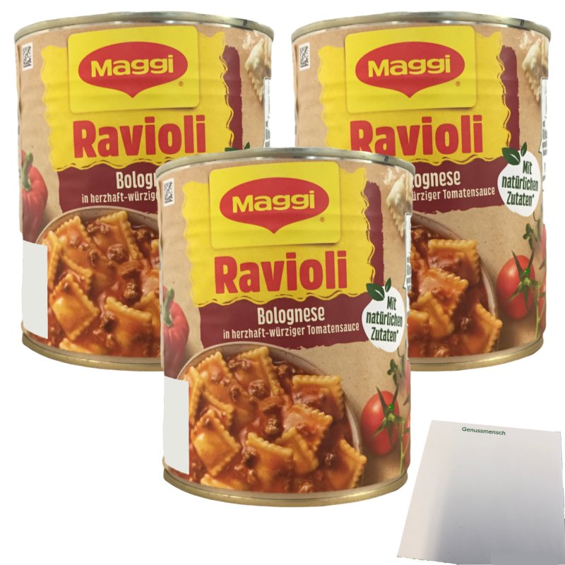 Maggi Ravioli Bolognese in herzhaft würziger Tomatensauce 3er Pack (3