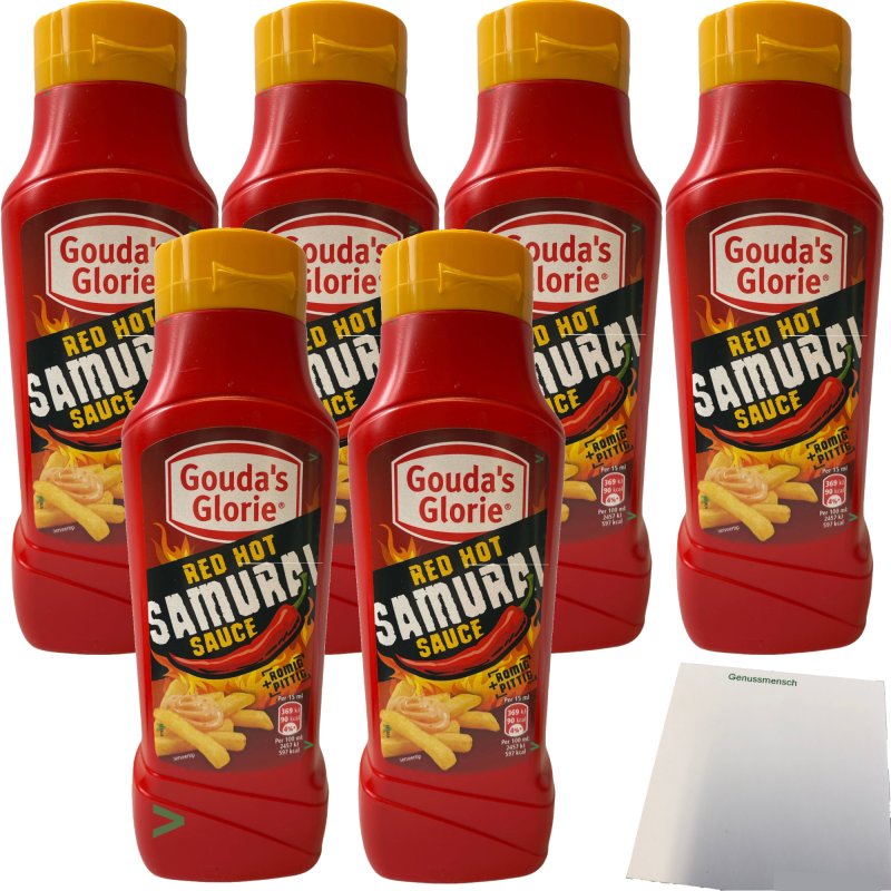 Gouda's Glorie Red Hot Samurai Sauce 6er Pack (6x650ml Flasche) + usy