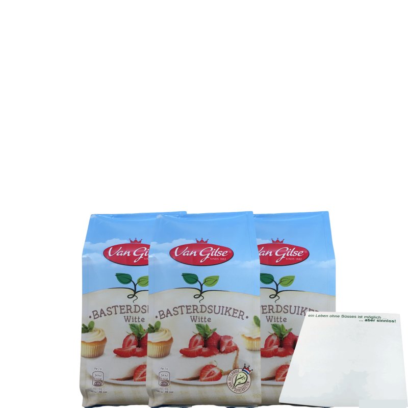Van Gilse Basterdsuiker Witte, Zucker zum backen von Kuchen 3er Pack