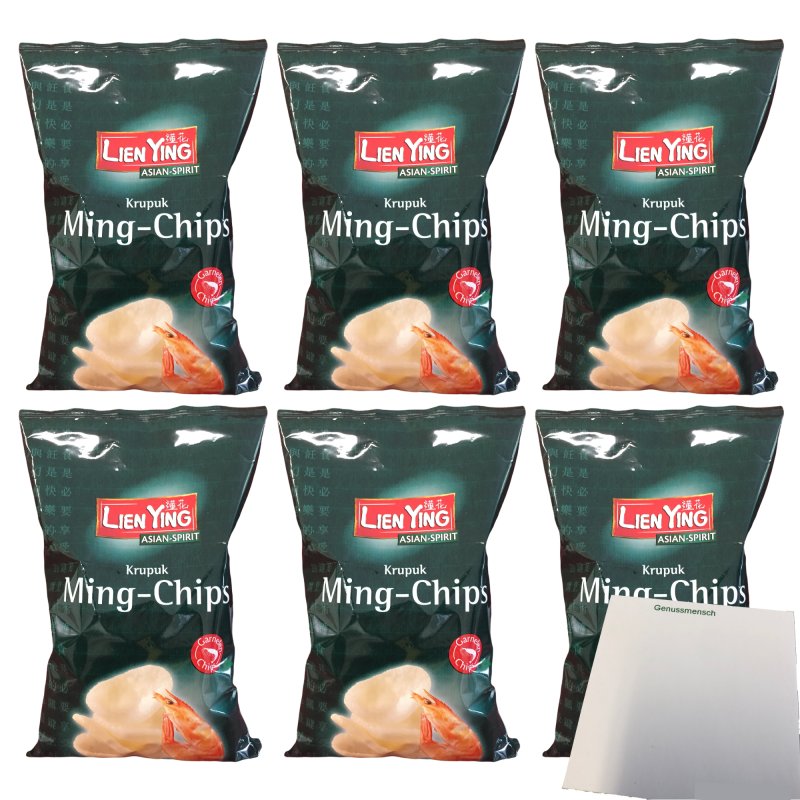 Lien Ying Ming-Chips Krupuk 6er Pack (6x75g Packung) + usy Block