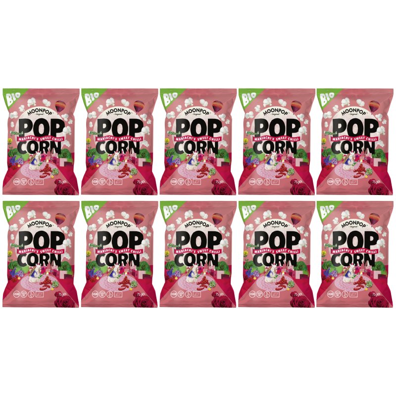 Moonpop Sweet Chili Popcorn 10er Pack (10x75g Beutel)