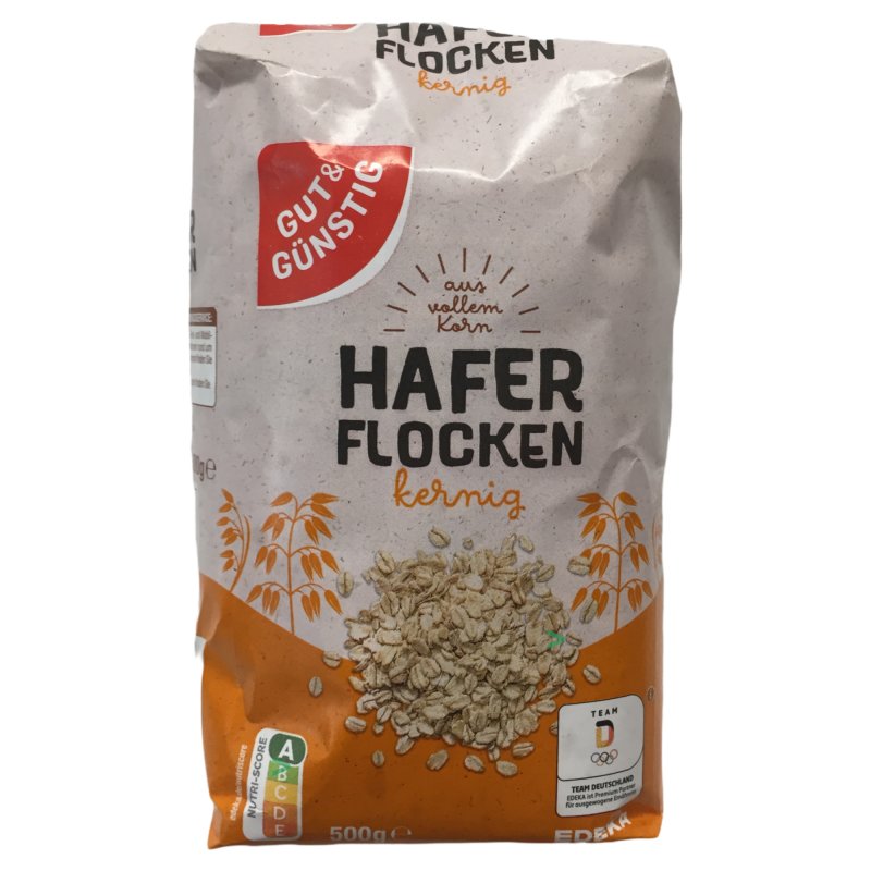 Gut & Günstig Haferflocken kernig 6er Pack (6x500g Packung) + usy Blo