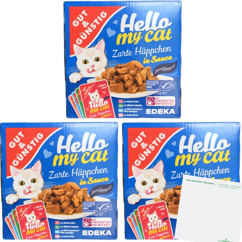 G&G Hello my cat Zarte Häppchen in Sauce 3er Pack (24x100g Packung)