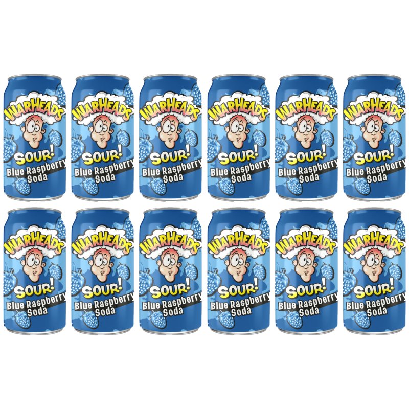 Warheads Blue Raspberry Sour Soda 12er Pack (12x355ml Dose)