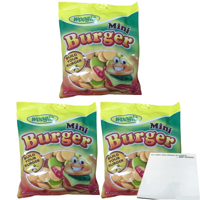 woogie Mini Burger 3er Pack (3x250g Tüte) + usy Block