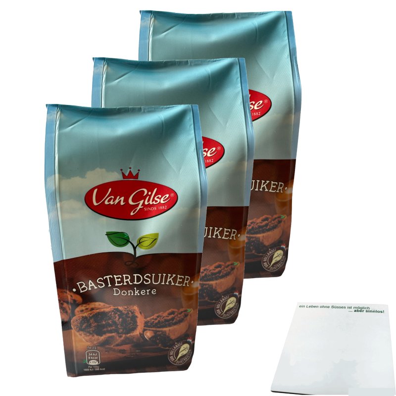 Van Gilse Donkere Basterd Suiker 3er Pack (3x 600g Packung) + usy Blo