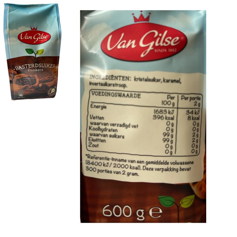 Van Gilse Donkere Basterd Suiker 3er Pack (3x 600g Packung) + usy Blo
