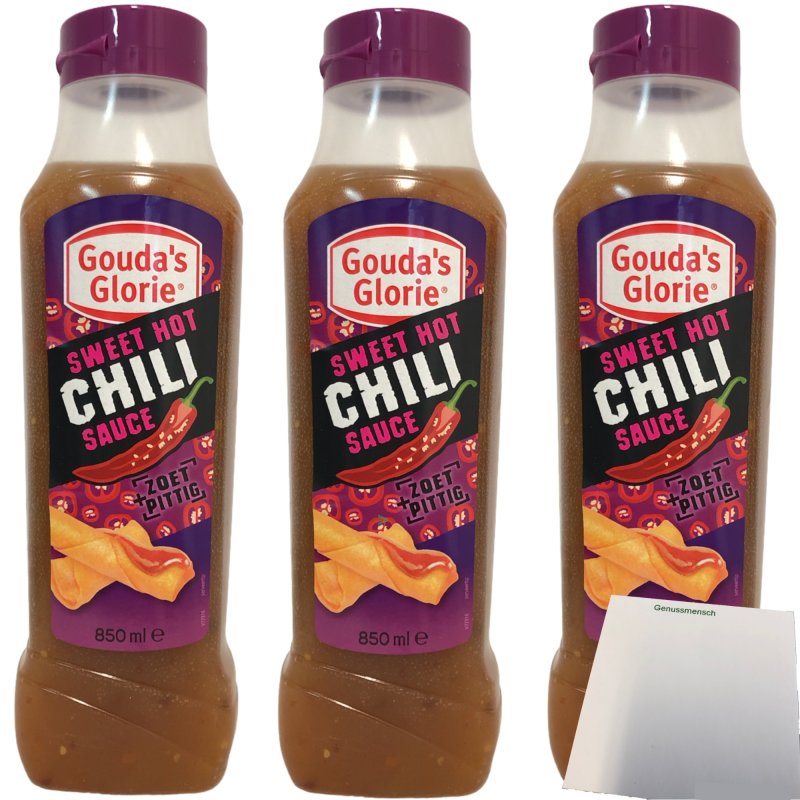 Gouda's Glorie Sweet Hot Chili Sauce 3er Pack (3x850ml Flasche) + usy