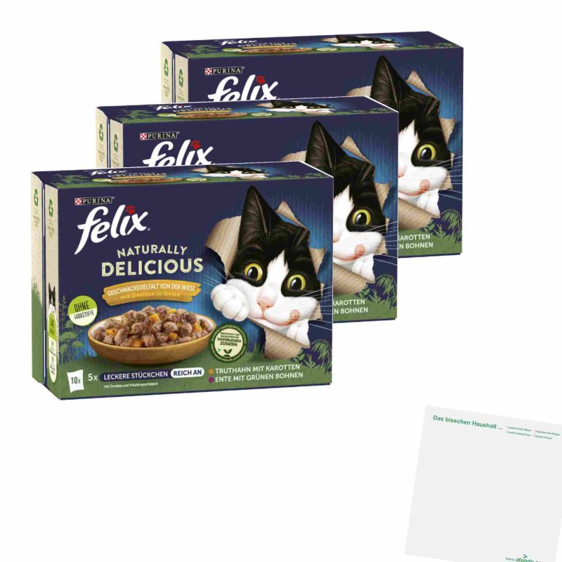 Felix Naturally Delicious von der Wiese 3er Pack (30x 80g Packung)