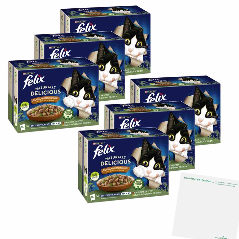 Felix Naturally Delicious vom Hof 6er Pack (60x 80g Packung) + usy Bl