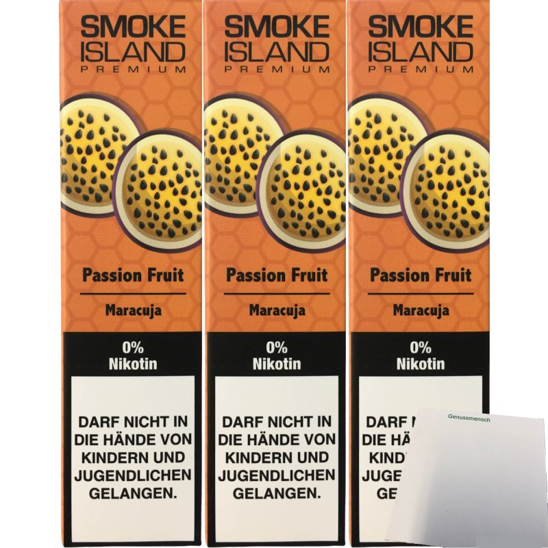 Smoke Island E-Shisha Passion Fruit ohne Nikotin 3er Pack (3x600 Züge