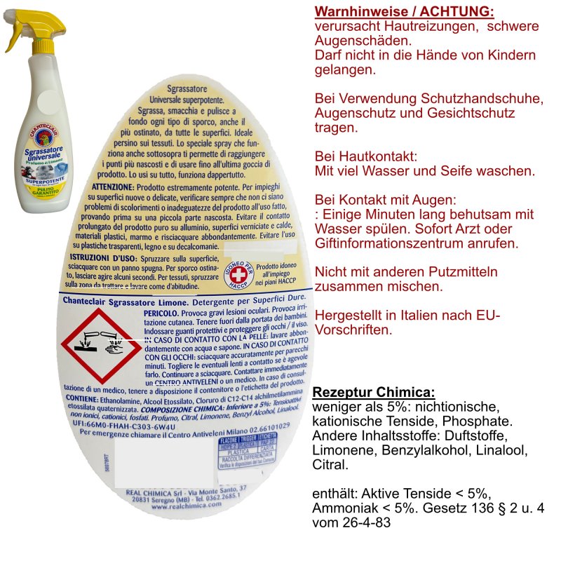 Chante Clair Sgrassatore Limone (600ml)